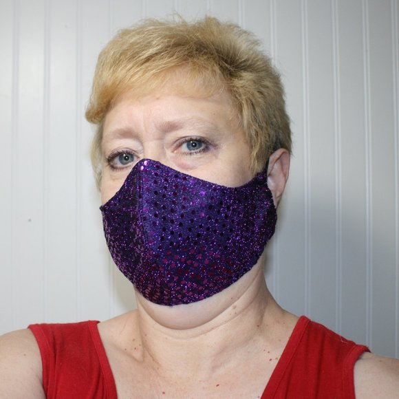 Hand Crafted | Accessories | Handmade Purple Sequin Fabric Face Mask ...